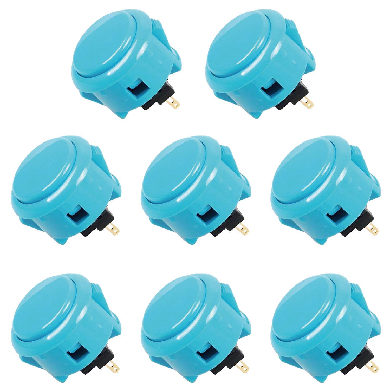 Sanwa 8 pcs OBSF-30 Original Push Button 30mm - for Arcade Jamma Video Game & Arcade Joystick Games Console (Blue), Use for Arcade Game Machine Cabinet S@NWA