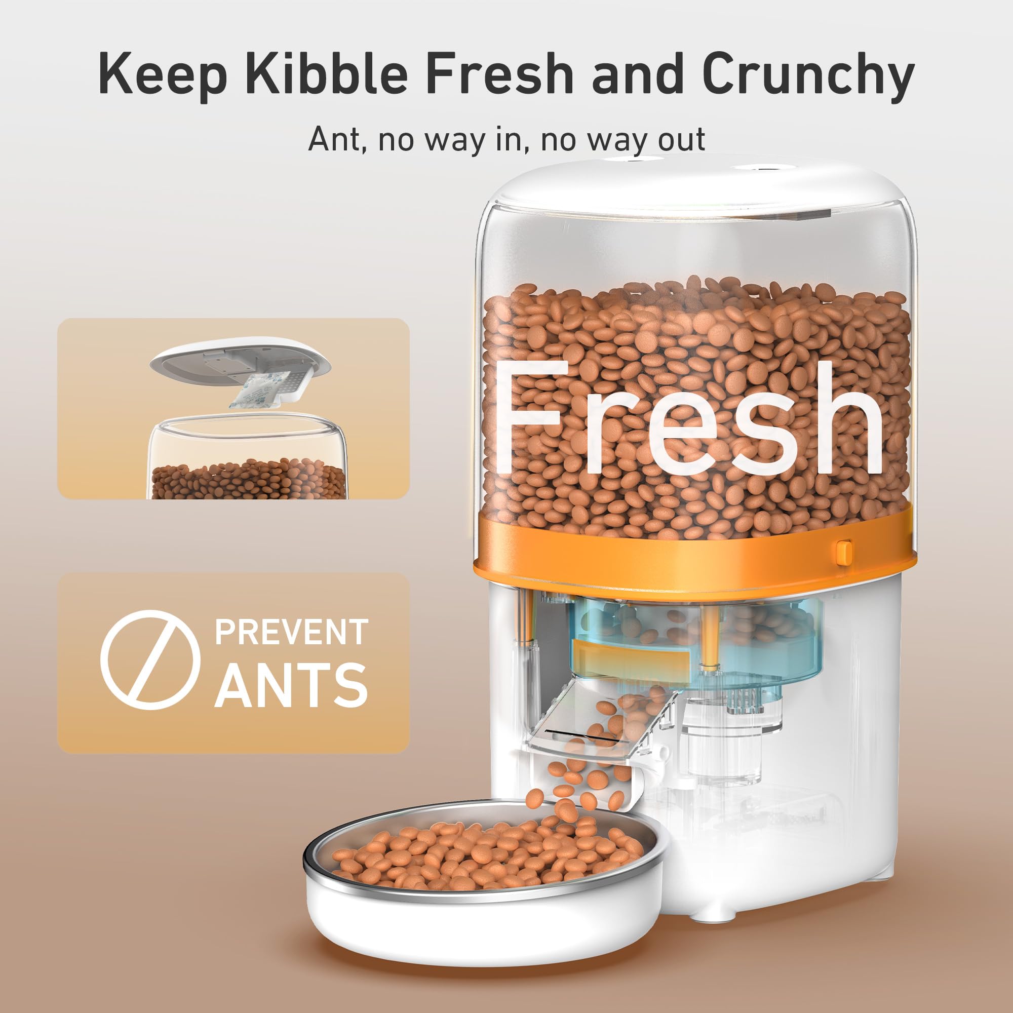 2025 Upgraded Automatic Cat Feeder - 4L Timed Auto Pet Feeder for Cat and Dog with Dry Food Dispenser, 180-day Battery Life, 1-6 Meals Per Day, 1-16 Portion, Desiccant Bag Keeps Food Fresh