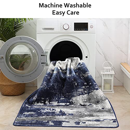 BEIMO Area Rugs for Bedroom Living Room Machine Washable Large Modern Abstract Print Soft Entryway Runner Rug, Non Slip Carpet with Gripper, Blue 8x10