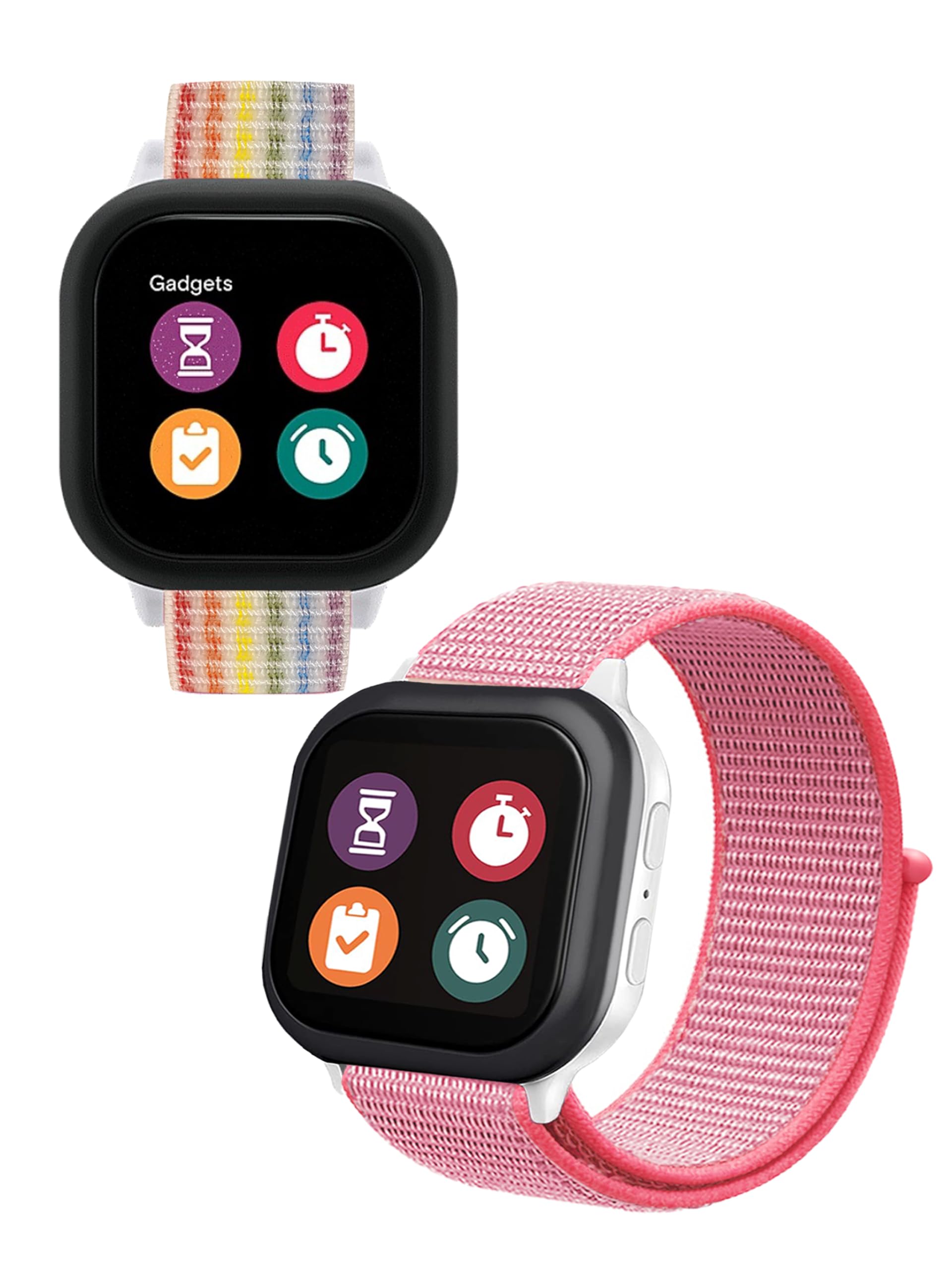 BRONGER 2 Pack Fit Length Watch Bands Compatible with Gizmo Watch 3 2 1/Gabb Watch 3 2 1: Hook&Loop Easy to Use (Seven Color Pink)