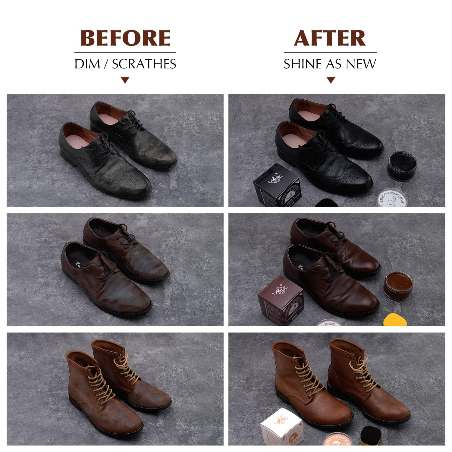 SALTY FISH Shoe Polish with Shoe Shine Sponge Applicator (Black)