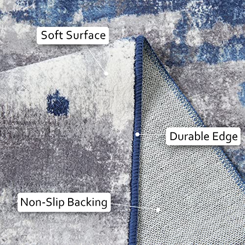 BEIMO Area Rugs for Bedroom Living Room Machine Washable Large Modern Abstract Print Soft Entryway Runner Rug, Non Slip Carpet with Gripper, Blue 8x10