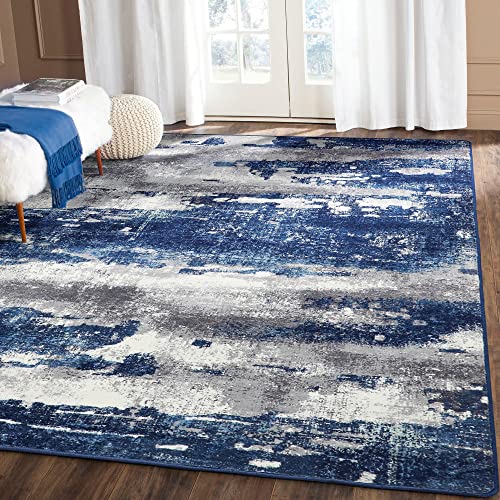 BEIMO Area Rugs for Bedroom Living Room Machine Washable Large Modern Abstract Print Soft Entryway Runner Rug, Non Slip Carpet with Gripper, Blue 8x10