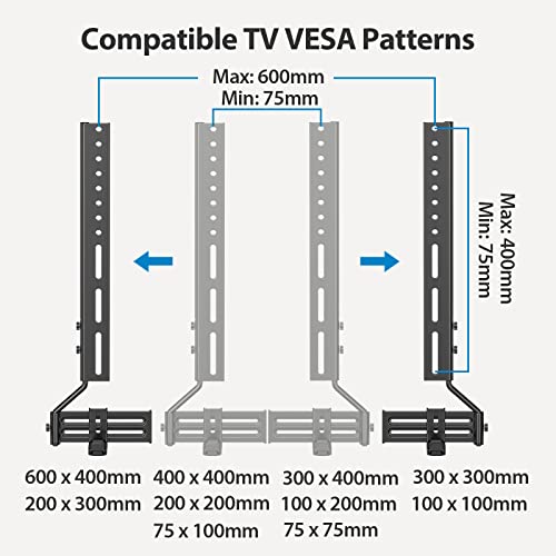 Pipishell Soundbar Mount, Adjustable Soundbar Bracket for Above or Below TV, Seamless Fit Most 23 to 80 Inch TV, Sound Bar Mount Hold up to 22 lbs