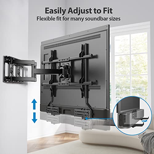 Pipishell Soundbar Mount, Adjustable Soundbar Bracket for Above or Below TV, Seamless Fit Most 23 to 80 Inch TV, Sound Bar Mount Hold up to 22 lbs