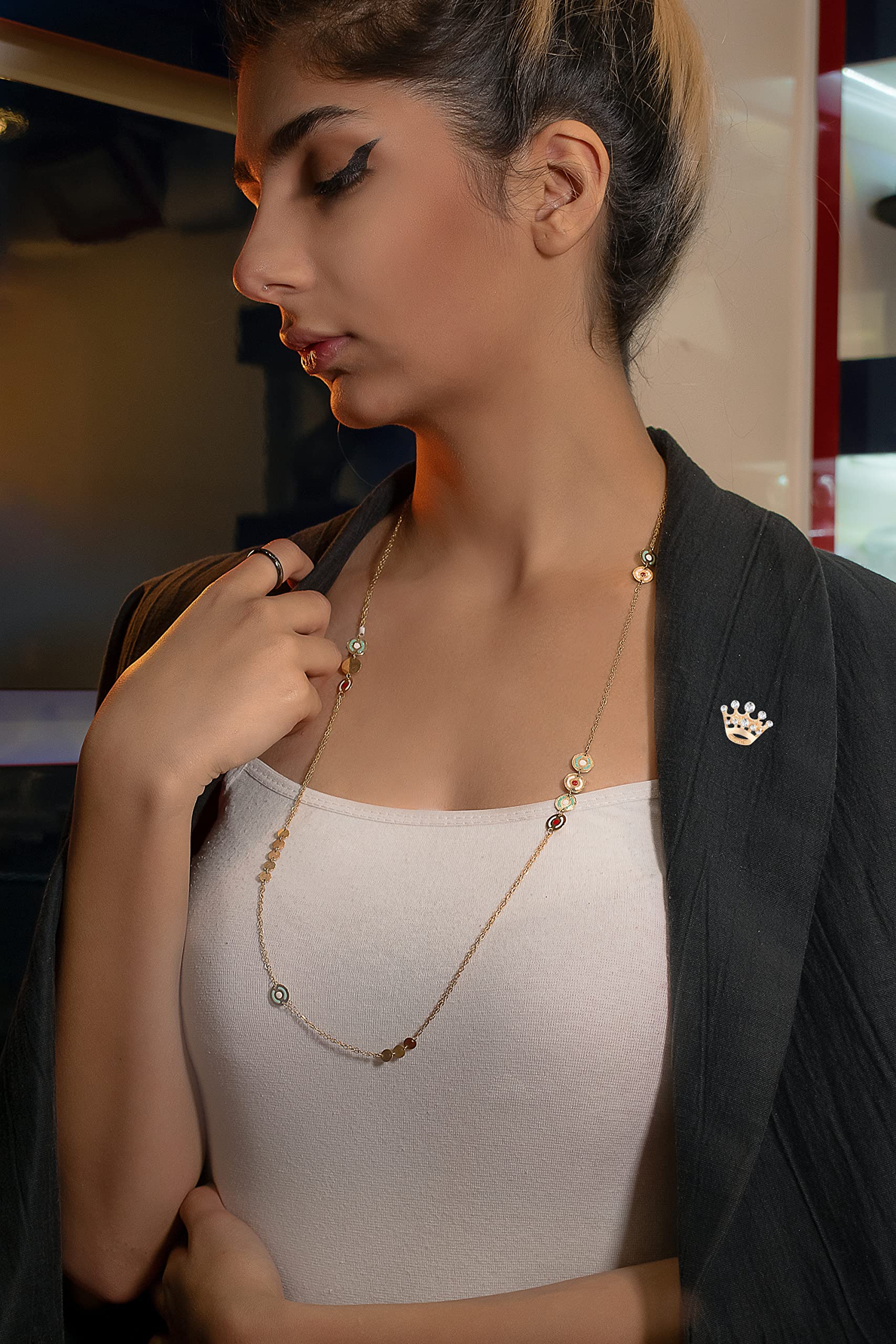 Small Crown Brooch pins for women fashion Rhinestone Gold Silver Crown Brooch for men (12PCS Gold)