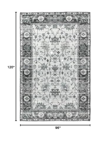 NEATIIP Washable Bohemian 8x10 Area Rug, Suitable for Bathroom for Bedroom Living Room Kitchen Outdoor The Boho Printed Area Rugs, Non-Slip Backing Washable Rug Grey2