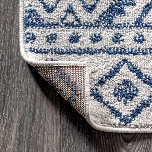 JONATHAN Y MOH103A-8 Moroccan Hype Boho Vintage Tribal Cream/Blue 8 ft. x 10 ft. Area-Rug, Bohemian, Easy-Cleaning, for Bedroom, Kitchen, Living Room, Non Shedding