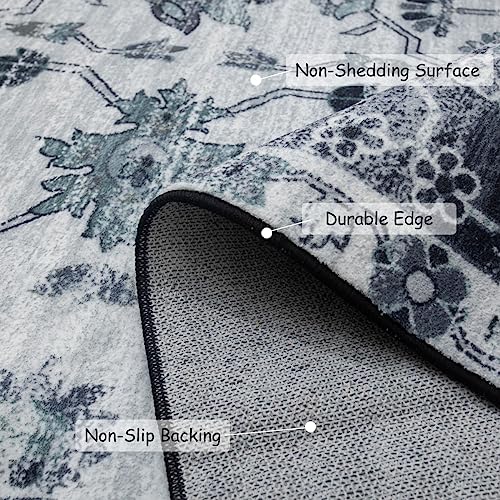 NEATIIP Washable Bohemian 8x10 Area Rug, Suitable for Bathroom for Bedroom Living Room Kitchen Outdoor The Boho Printed Area Rugs, Non-Slip Backing Washable Rug Grey2