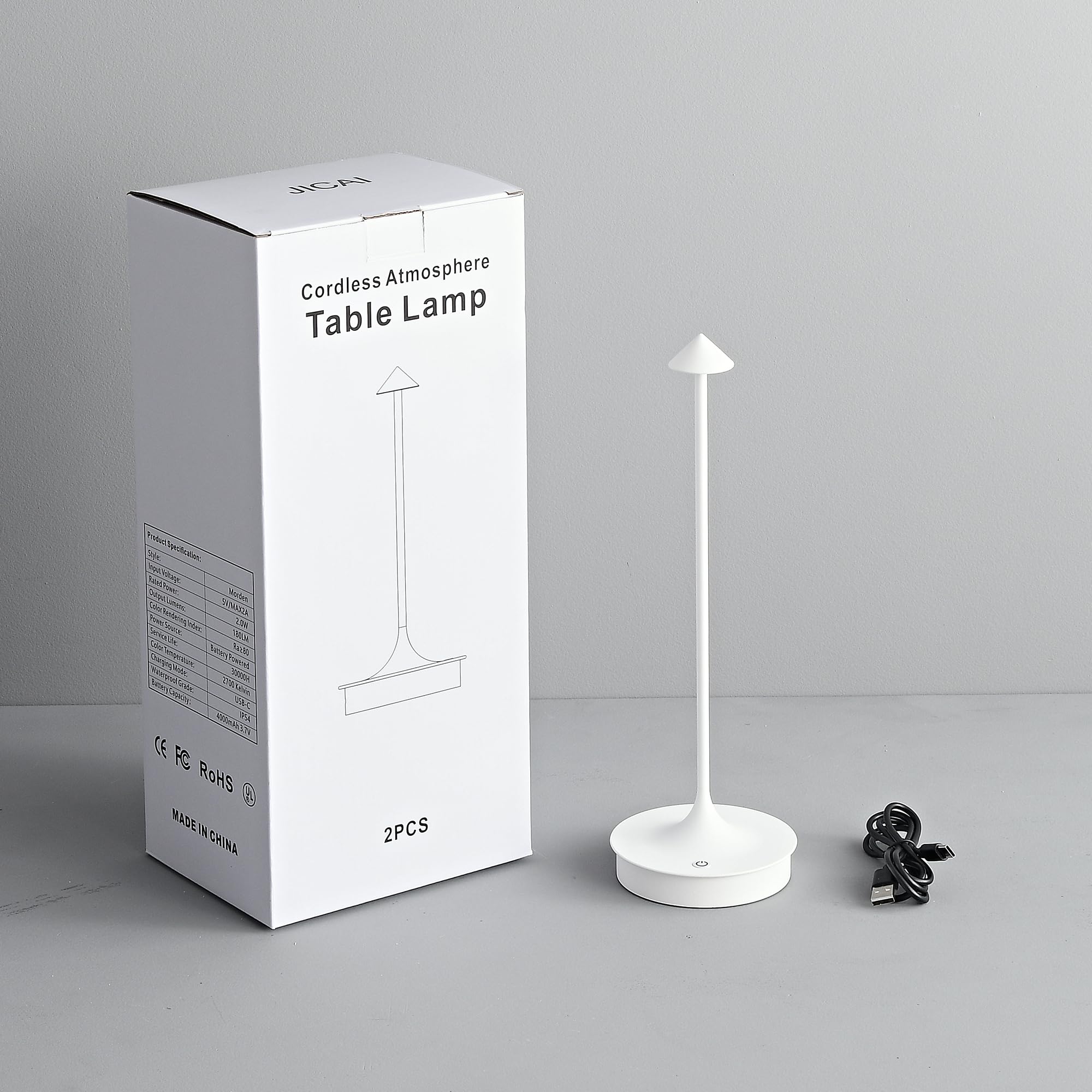 Cordless Table Lamp Rechargeable LED Table Lamps Battery Operated 4000mAh Touch Dimmable Wireless Lamp Waterproof Portable Outdoor Table Light for Restaurants and Dining Home Indoor/Outdoor Use