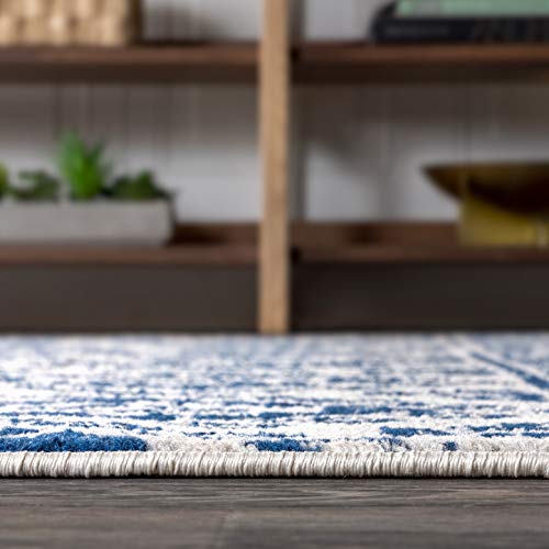 JONATHAN Y MOH103A-8 Moroccan Hype Boho Vintage Tribal Cream/Blue 8 ft. x 10 ft. Area-Rug, Bohemian, Easy-Cleaning, for Bedroom, Kitchen, Living Room, Non Shedding