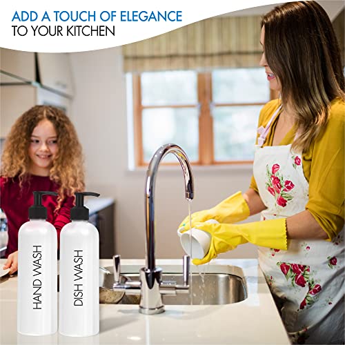 Empty Hand and Dish Soap Dispenser Set β (Pack of 2, 17 Oz) Reusable & Refillable Dish Soap Dispenser & Kitchen Hand Soap Dispenser Bottles Set for Countertop, Sink, Slab & Dish Washing