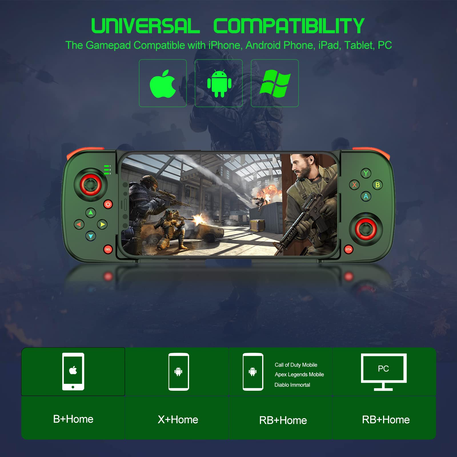 Megadream Mobile Game Controller Gamepad for iPhone iOS Android PC: Works with iPhone13/12/11/X, iPad, Samsung Galaxy, Motorola, TCL, Tablet, Apex Legends, Call of Duty - (Black+White)