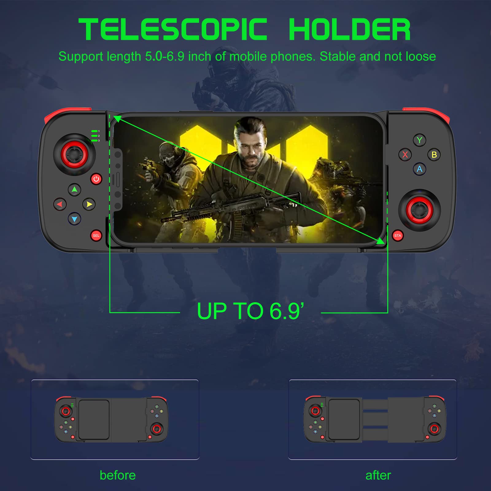 Megadream Mobile Game Controller Gamepad for iPhone iOS Android PC: Works with iPhone13/12/11/X, iPad, Samsung Galaxy, Motorola, TCL, Tablet, Apex Legends, Call of Duty - (Black+White)