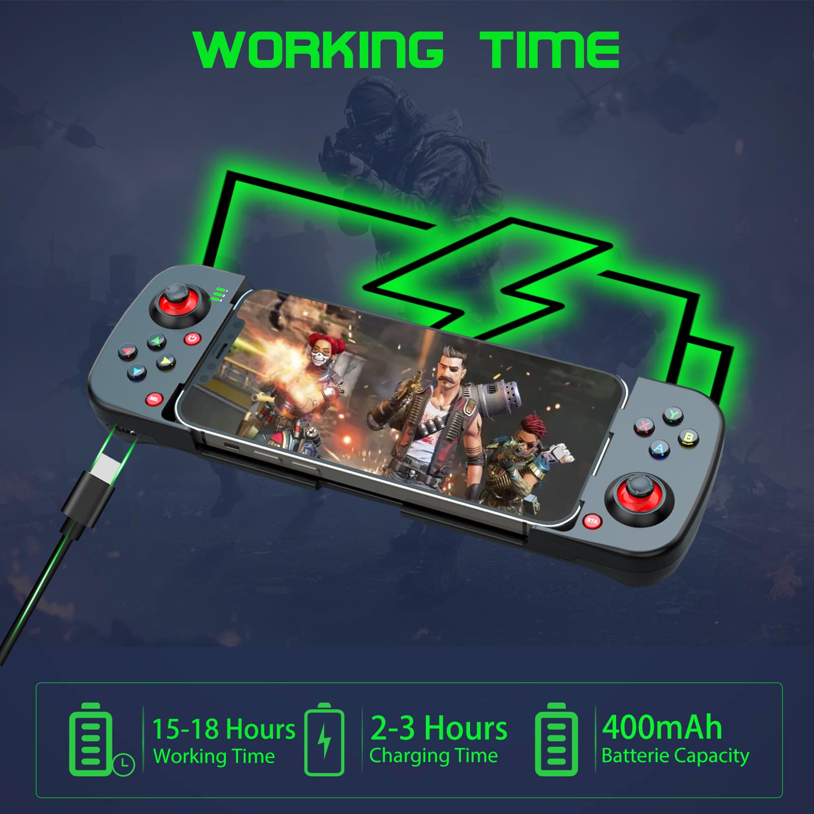 Megadream Mobile Game Controller Gamepad for iPhone iOS Android PC: Works with iPhone13/12/11/X, iPad, Samsung Galaxy, Motorola, TCL, Tablet, Apex Legends, Call of Duty - (Black+White)