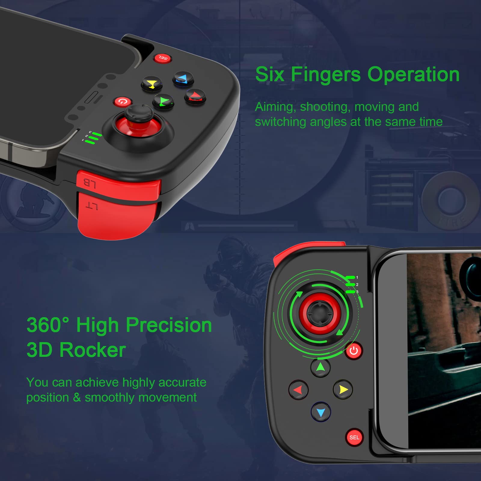 Megadream Mobile Game Controller Gamepad for iPhone iOS Android PC: Works with iPhone13/12/11/X, iPad, Samsung Galaxy, Motorola, TCL, Tablet, Apex Legends, Call of Duty - (Black+White)