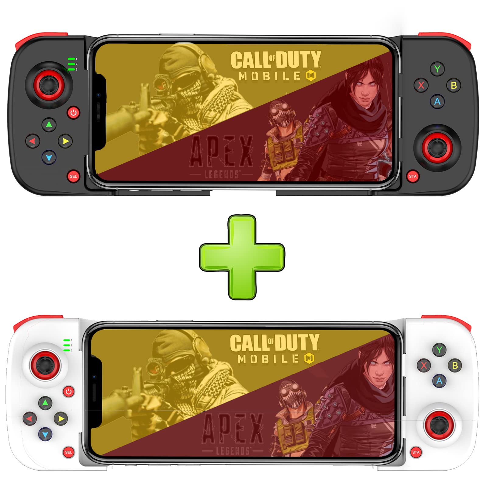Megadream Mobile Game Controller Gamepad for iPhone iOS Android PC: Works with iPhone13/12/11/X, iPad, Samsung Galaxy, Motorola, TCL, Tablet, Apex Legends, Call of Duty - (Black+White)