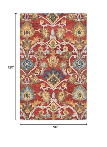 SAFAVIEH Blossom Collection 8' x 10' Red / Multi BLM402Q Handmade Wool Living Room Dining Bedroom Area Rug
