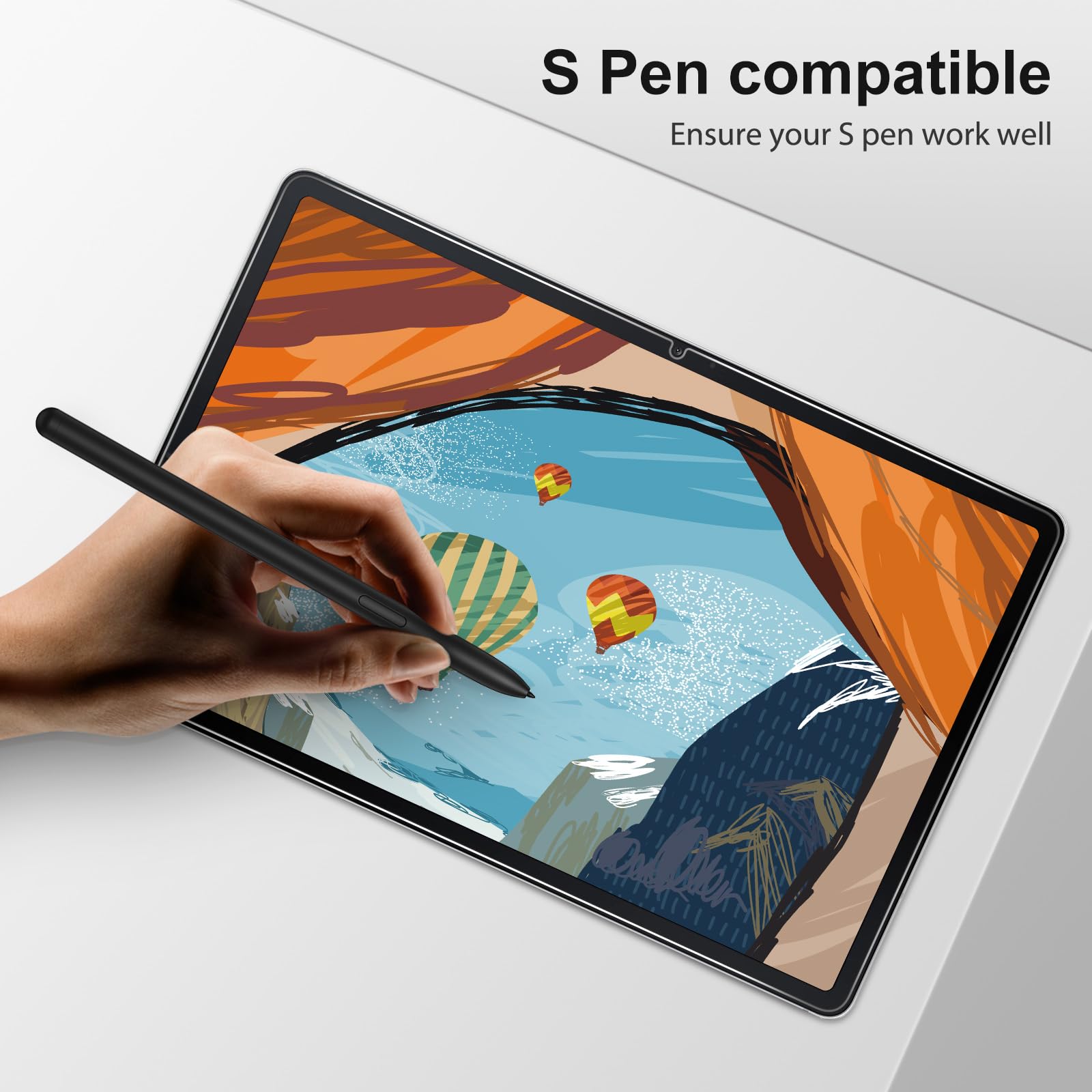 SPARIN 11 inch Screen Protector for Samsung Galaxy Tab S9 FE/Tab S9/ Tab S8/ Tab S7, 3 Pack 9H Tempered Glass Compatible with S Pen, Anti-Scratches and Case Friendly
