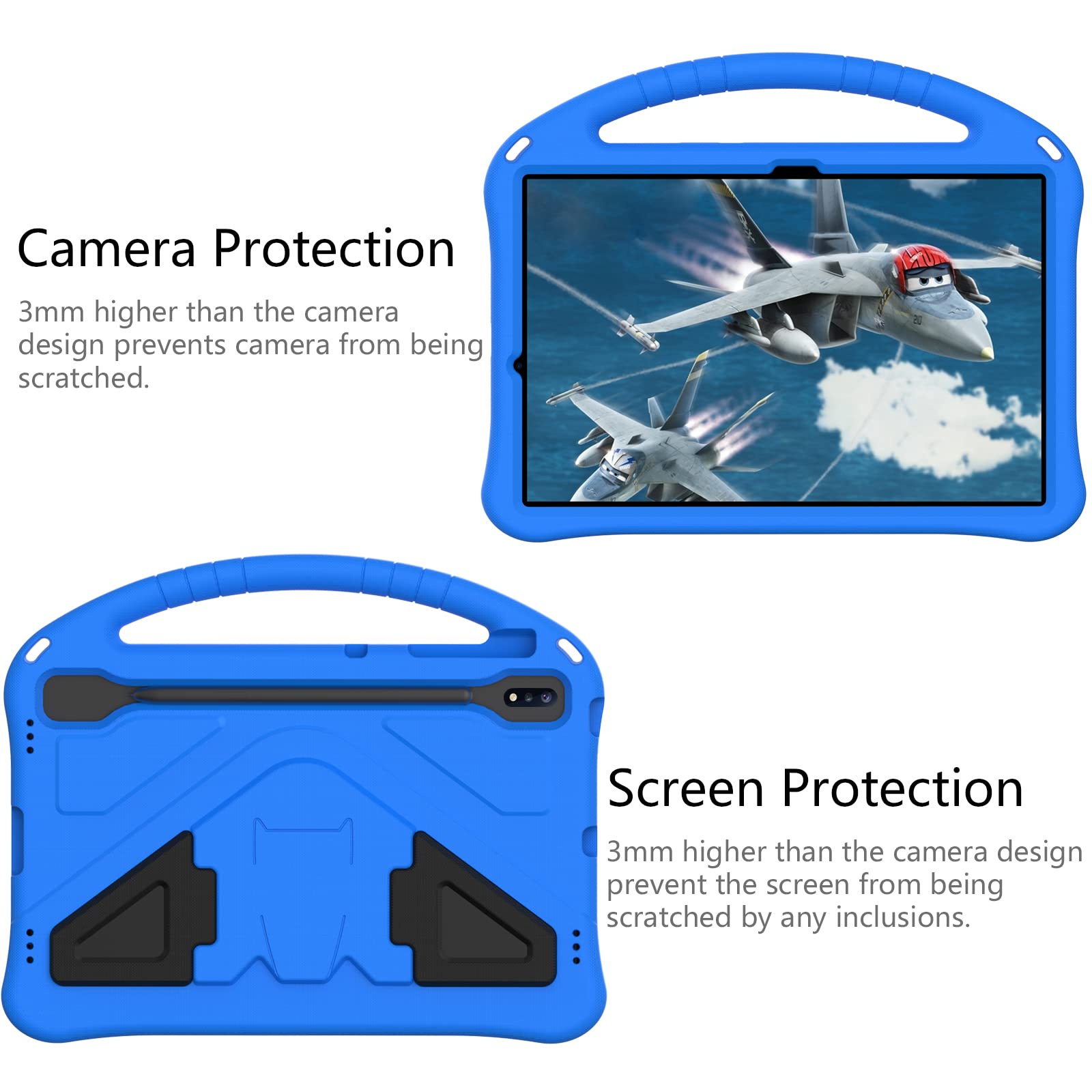 for Samsung Galaxy Tab S9 Plus 12.4" (2023) SM-X810/X816B/X818U Tablet Case for Kids - Durable Lightweight EVA Shockproof Protective Handle Stand Cover for Galaxy Tab S9 Plus 12.4 inch(Blue)