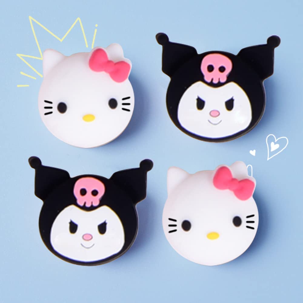 PERFECTSIGHT Cute Thumb Grip Caps for PlayStation 4/5, PS5, PS4, Xbox Series X/S, Xbox One, Switch PRO Controller, 4PCS Kawaii Soft Rubber 3D Analog Thumbsticks Grips Joystick Cover Set, Rabbit+Kitty