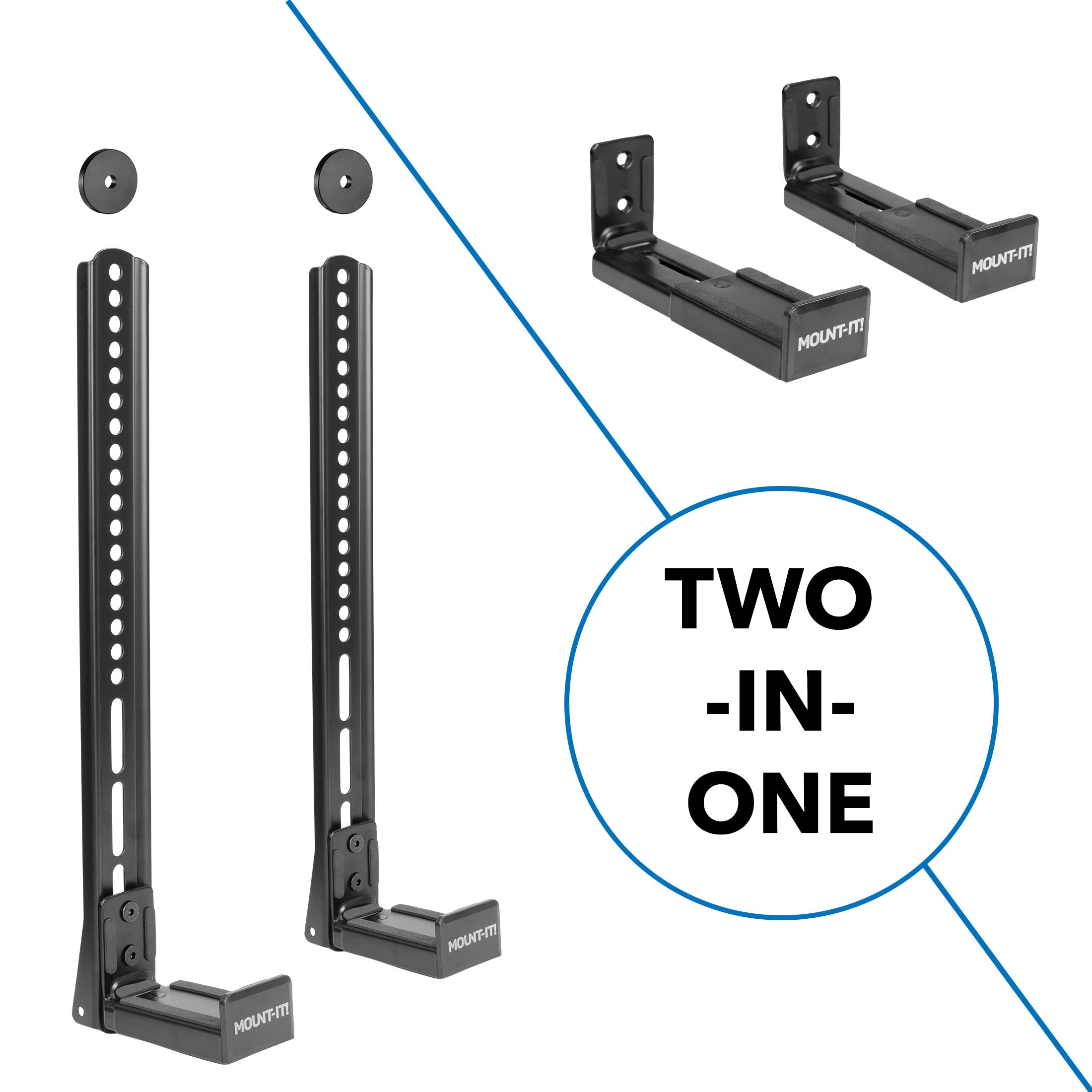 Mount-It! Soundbar Mount for TV and Wall Mounting | 2-in-1 Soundbar Bracket for Back of TV or Wall Mount Installation | Universal Base Fits All Soundbars