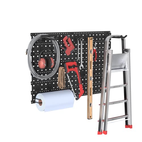 ClosetMaid ProGarage Slatwall Hang Track Kit, 33 in. W with Peg Board Hooks, Hangers, Paper Towel Holder, Garage Organizer System, Black