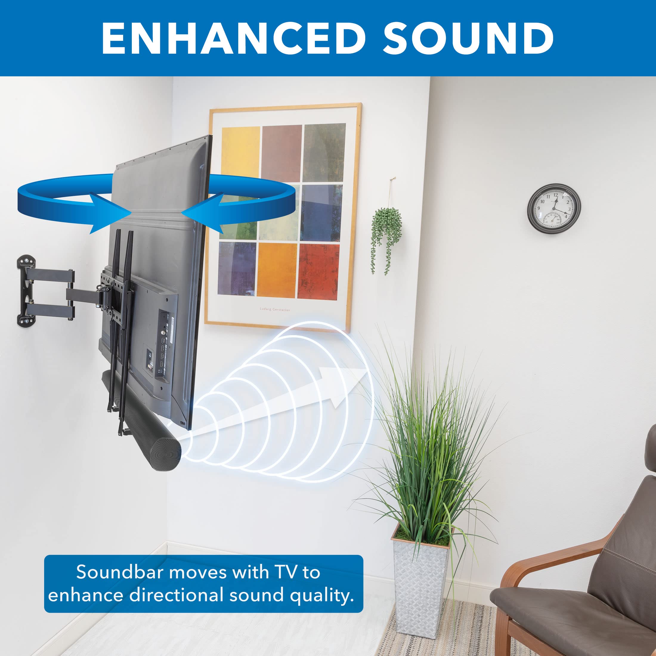 Mount-It! Soundbar Mount for TV and Wall Mounting | 2-in-1 Soundbar Bracket for Back of TV or Wall Mount Installation | Universal Base Fits All Soundbars