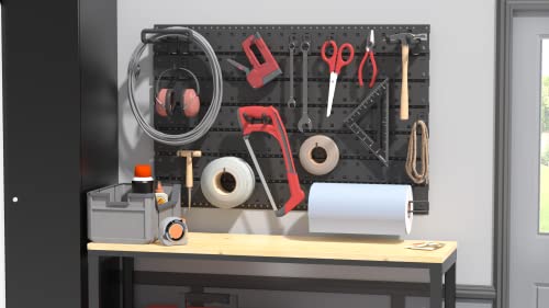 ClosetMaid ProGarage Slatwall Hang Track Kit, 33 in. W with Peg Board Hooks, Hangers, Paper Towel Holder, Garage Organizer System, Black