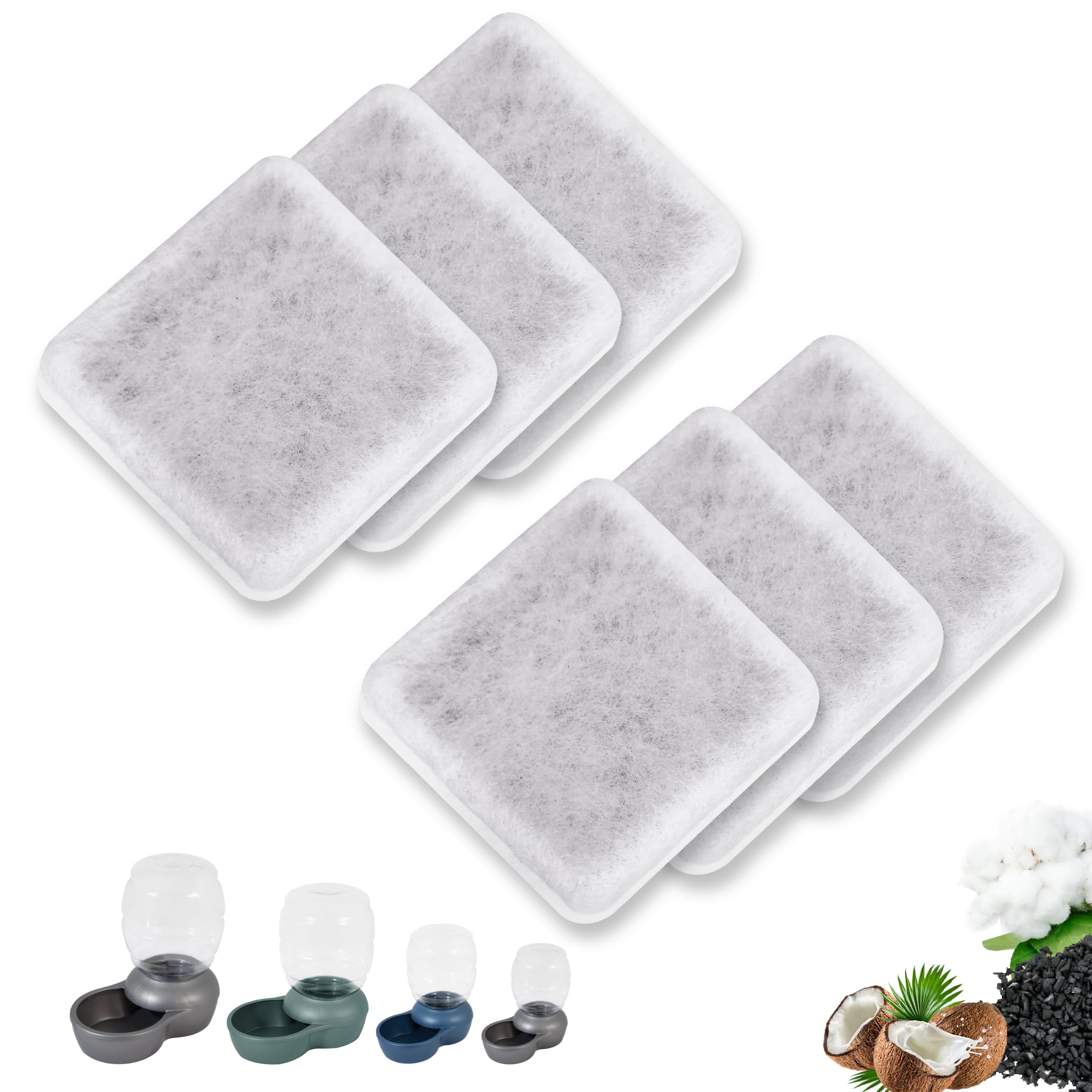 TOGGATH Pet Water Fountain Charcoal Replacement Filters Compatible with Petmate Replendish Mason Gravity Waterers, Automatic Water Dispenser for Dog Cat Water Bowl Filters(6 Pack)