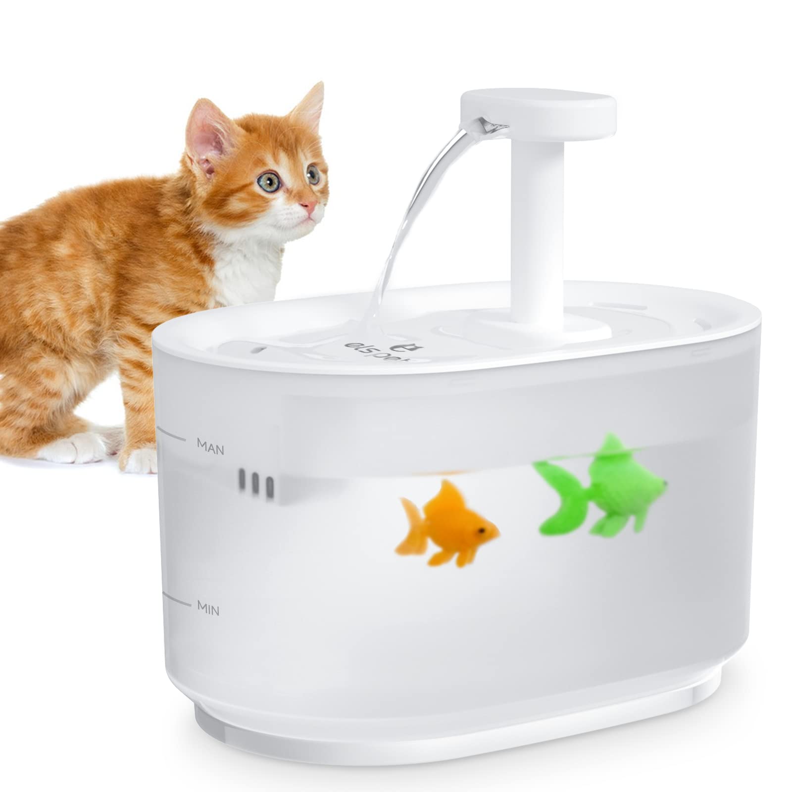 ELS PET Cat Water Fountain with Wireless Pump, 118 oz/3.5L Automatic Pet Water Fountain for Cats Inside, Auto Power Off Pump & Ultra Quiet Dog Water Dispenser, Easy to Clean/Safe/BPA-Free (3.5L/118oz)