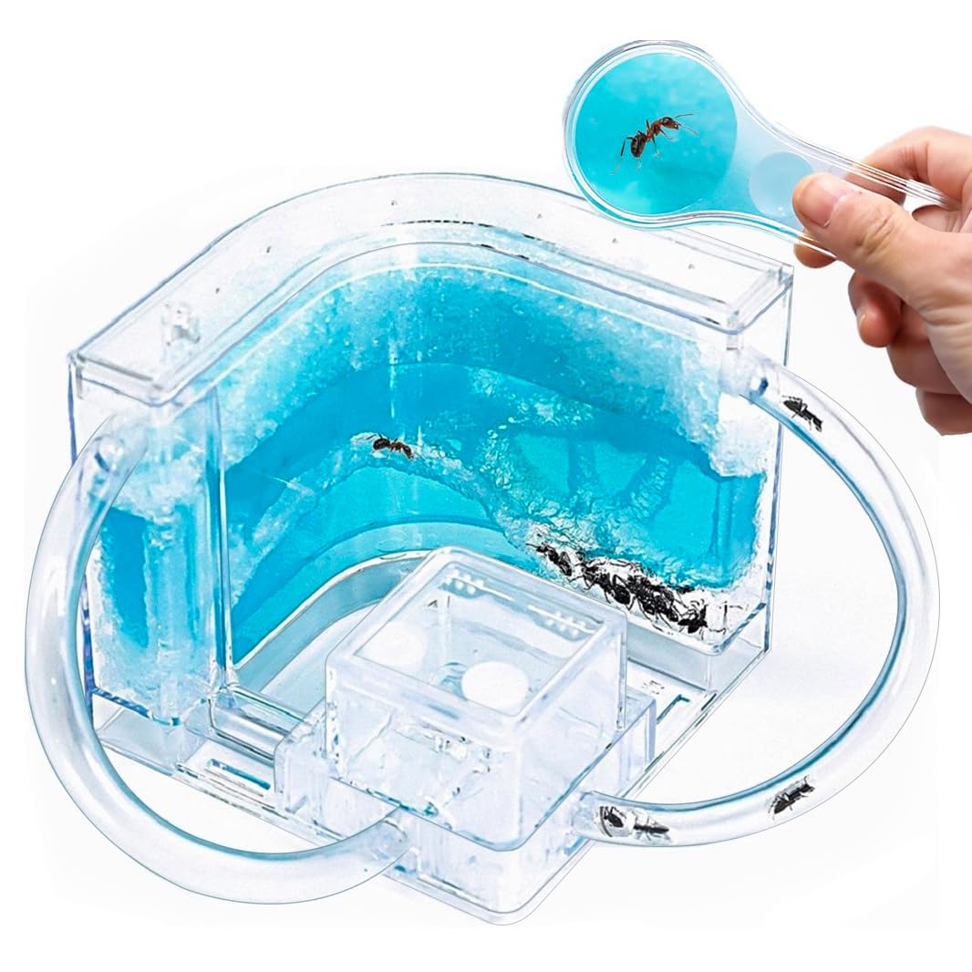 NAVADEAL Ant Farm Castle 2.0 with Connecting Tube, Ant Habitat Science Learning Kit, Best STEM 2021 Educational Kids Toy, Study Insect Behavior at Home & School, Plant Based Blue Gel 3D Maze Ecosystem