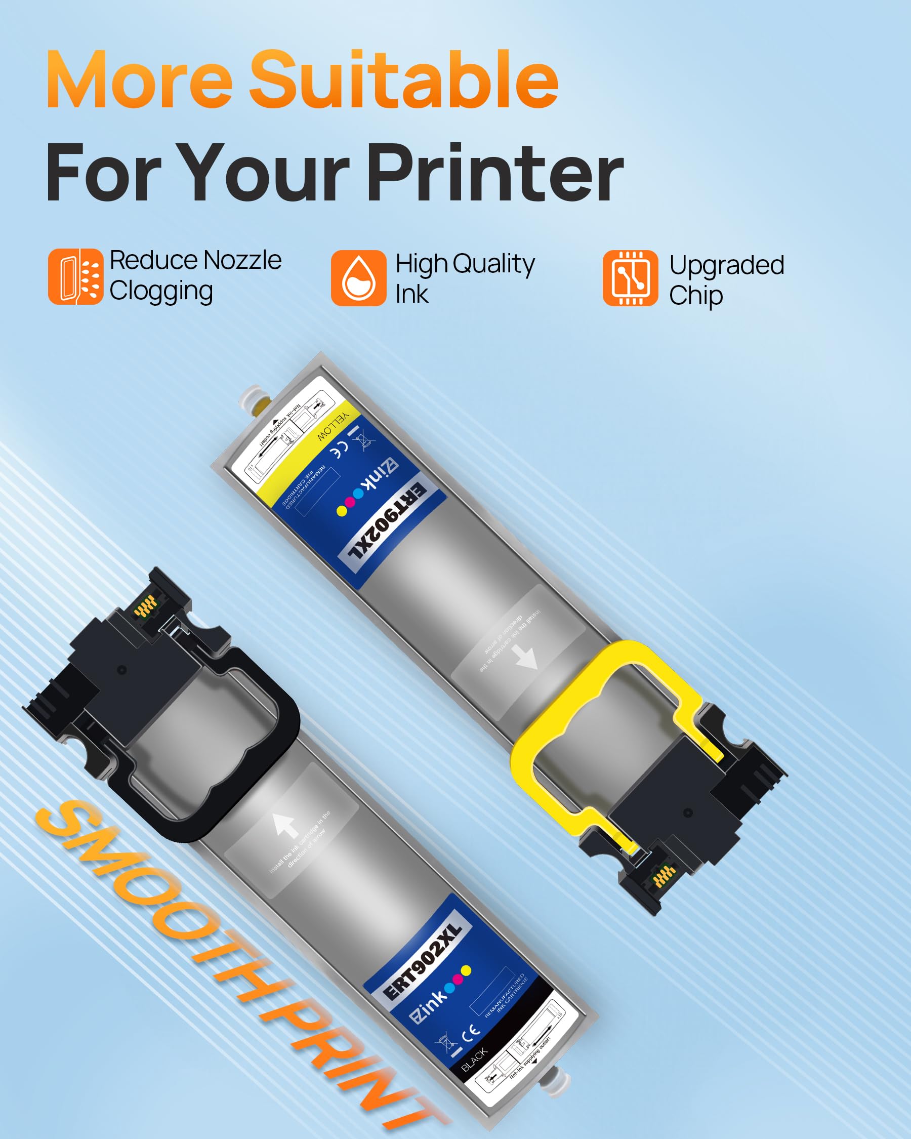 E-Z Ink (TM) Remanufactured Ink Pack Replacement for Epson 902 T902 High Yield to use with Workforce WF-C5210, WF-C5290, WF-C5710, WF-C5790 (Black, Cyan, Magenta, Yellow, 4 Pack