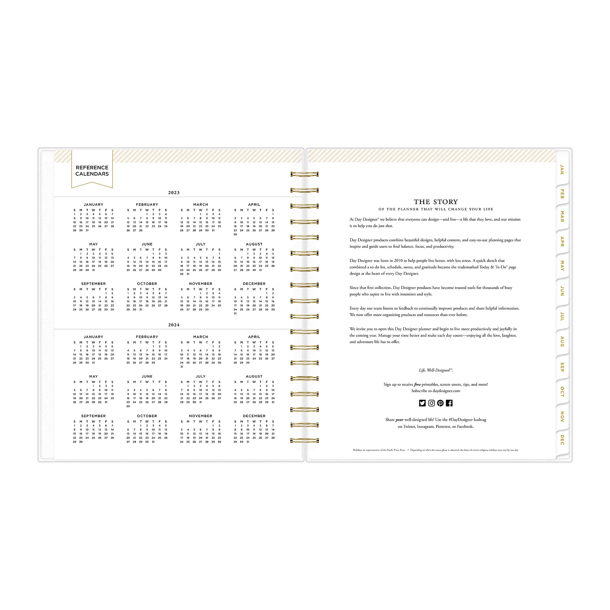 Day Designer for Blue Sky 2023 Daily and Monthly Planner, 8" x 10", Frosted Cover, Wirebound, Navy Stripe (142098)