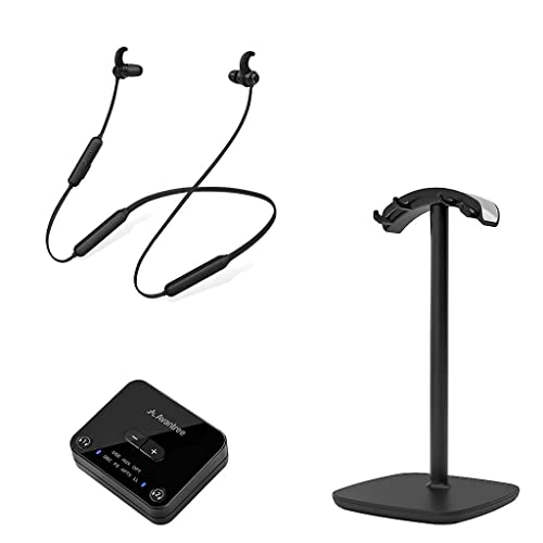 Avantree HT4186 & HS910, Bundle - Wireless Earbuds for TV Watching with Bluetooth Transmitter, No Audio Delay, Plug n Play & Neckband Headphone Holder Stand on Desk
