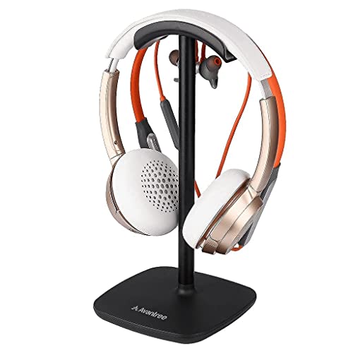 Avantree HT4186 & HS910, Bundle - Wireless Earbuds for TV Watching with Bluetooth Transmitter, No Audio Delay, Plug n Play & Neckband Headphone Holder Stand on Desk
