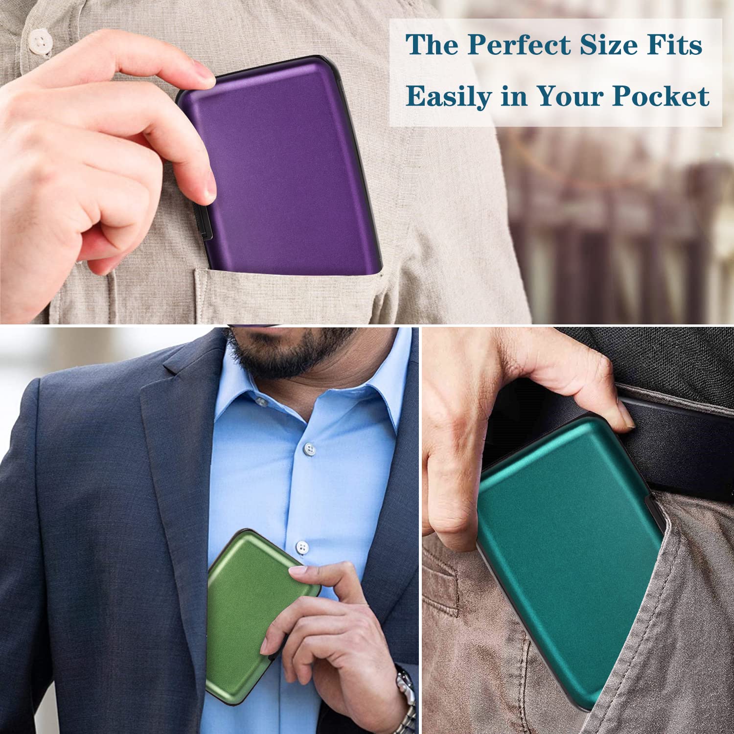 Coco Rossi Mini Credit Card Holder for Women,RFID Blocking Slim Hard Card Case ID Case Travel Wallet, Dark Purple.