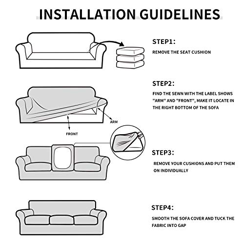Easy-Going Couch Cover, Stretch Sofa Cover with 3 Cushion Covers, Washable Spandex Jacquard Fabric, Elastic Furniture Protector for Pets, Kid (Large, Dark Gray)