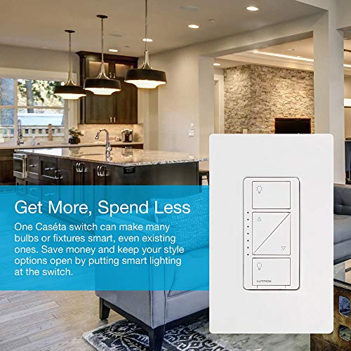 Lutron Caséta Wireless Smart Lighting Dimmer Switch for Wall and Ceiling Lights | PD-6WCL-LA | Light Almond