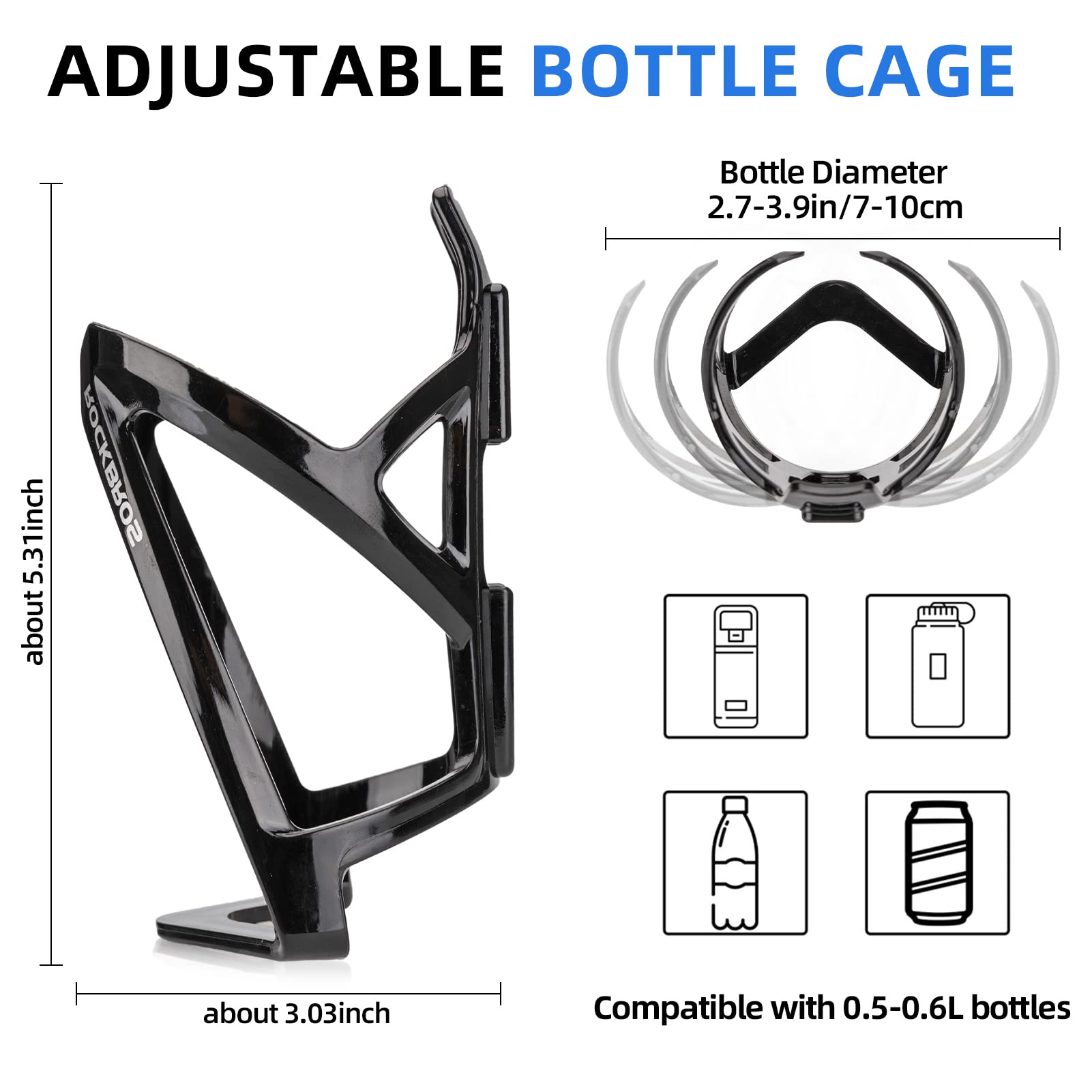 ROCKBROS Bike Water Bottle Holder Ultra-Light Bicycle Bottle Cages with Screws Tool, Universal Bike Cup Holder for Road MTB Mountain Bikes Cycling Accessories(2 Pack)