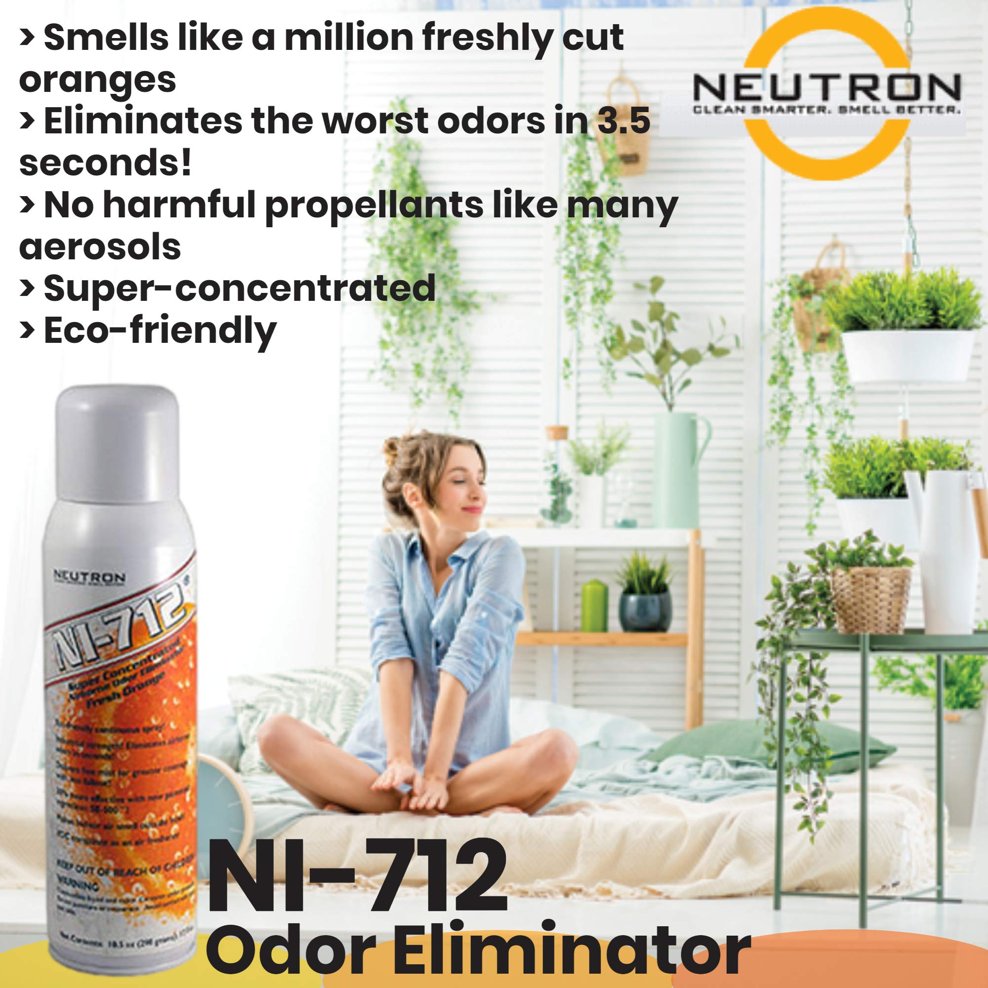NI-712 Odor Eliminator, Orange Continuous Spray, 1 Can