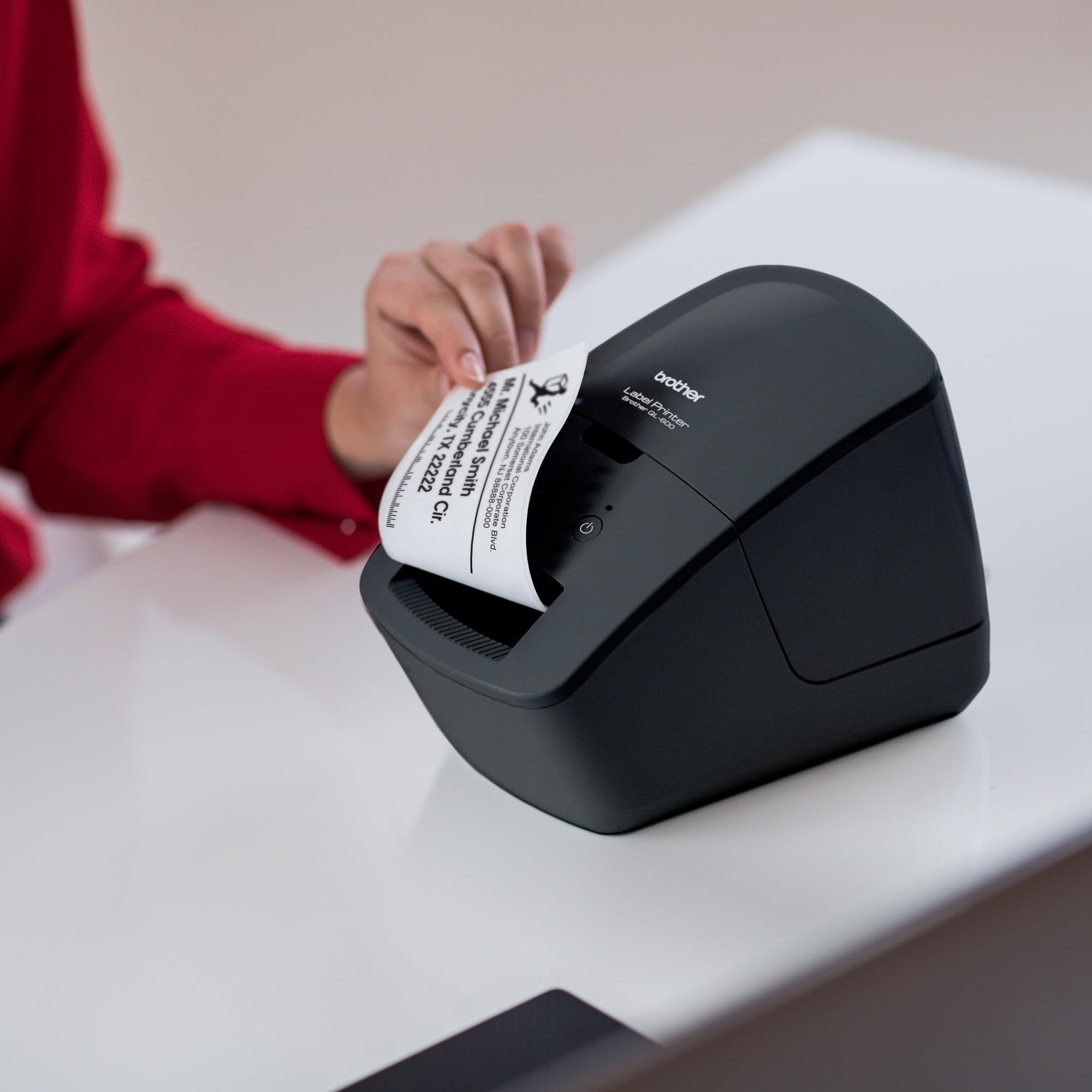 Brother QL-600 Economic Desktop Wired Label Printer, Black - USB Connectivity - up to 2.4" Wide, 300 x 600 dpi, 44 Labels Per Minute, Automatic Cutter Label Maker for Home and Office