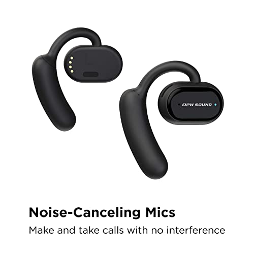 OPN Sound-Aria Open Ear Headphones - Bluetooth Wireless Headset - Upgraded Stereo Dual Noise Cancelling - 8 Hours Playtime - Long-Term Comfort for Sports/Workout - Black