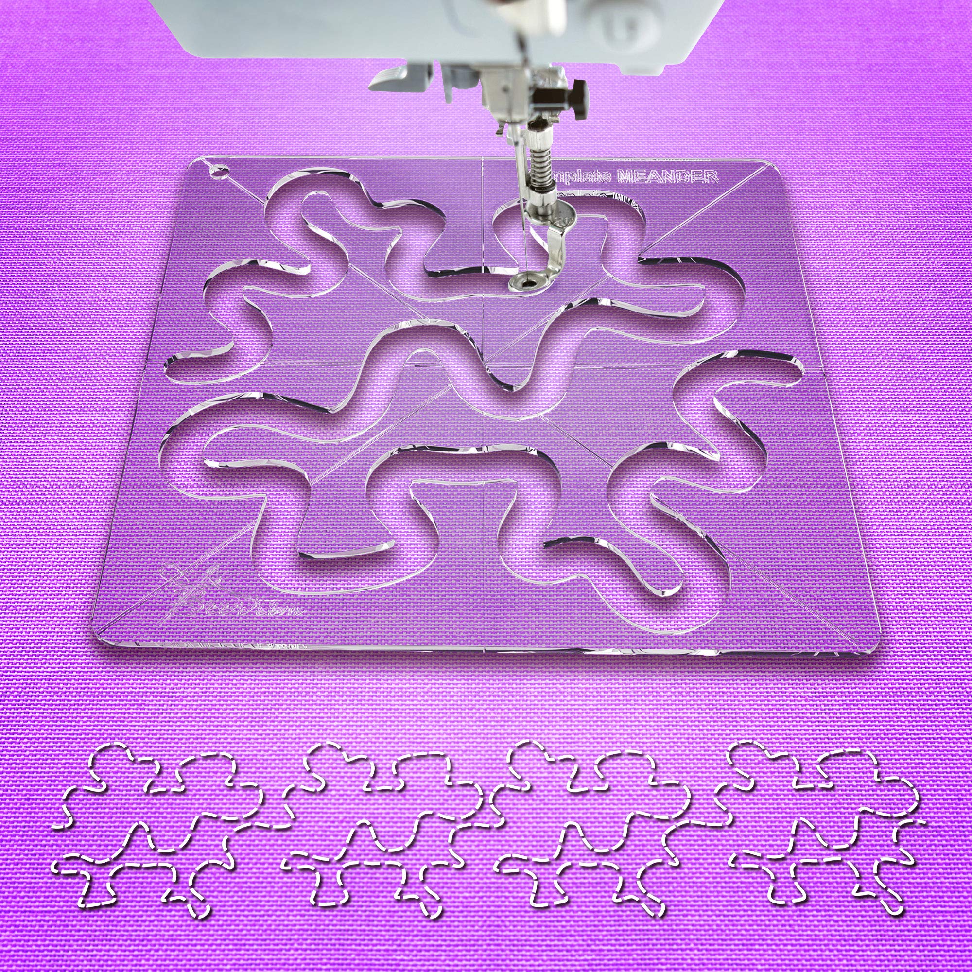 Meander Quilting Templates – Free-Motion Quilt Design – Acrylic Quilting Ruler Template for Industrial and Domestic Sewing Machines – Easy Free-Motion Quilting Learning
