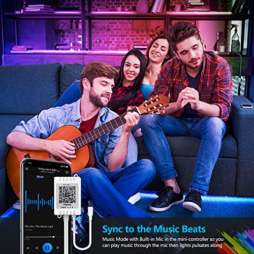 Nexillumi 100ft LED Strip Lights with IR Remote Ultra-Long LED Lights for Bedroom, Dorm, Room Decor App Control Music Sync LED Lights (100Ft APP+ Remote+ Mic Control)