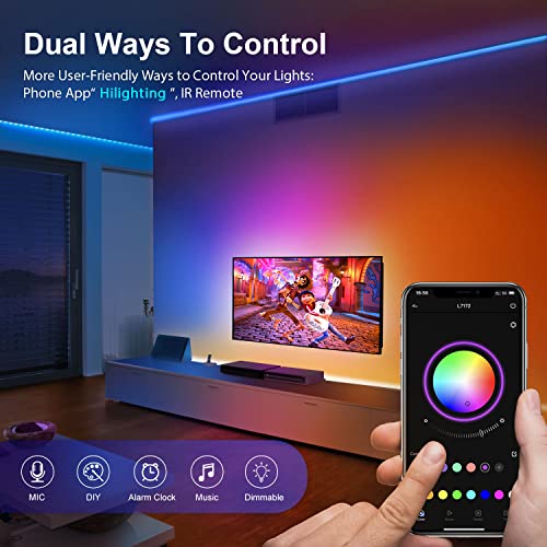 Nexillumi 100ft LED Strip Lights with IR Remote Ultra-Long LED Lights for Bedroom, Dorm, Room Decor App Control Music Sync LED Lights (100Ft APP+ Remote+ Mic Control)