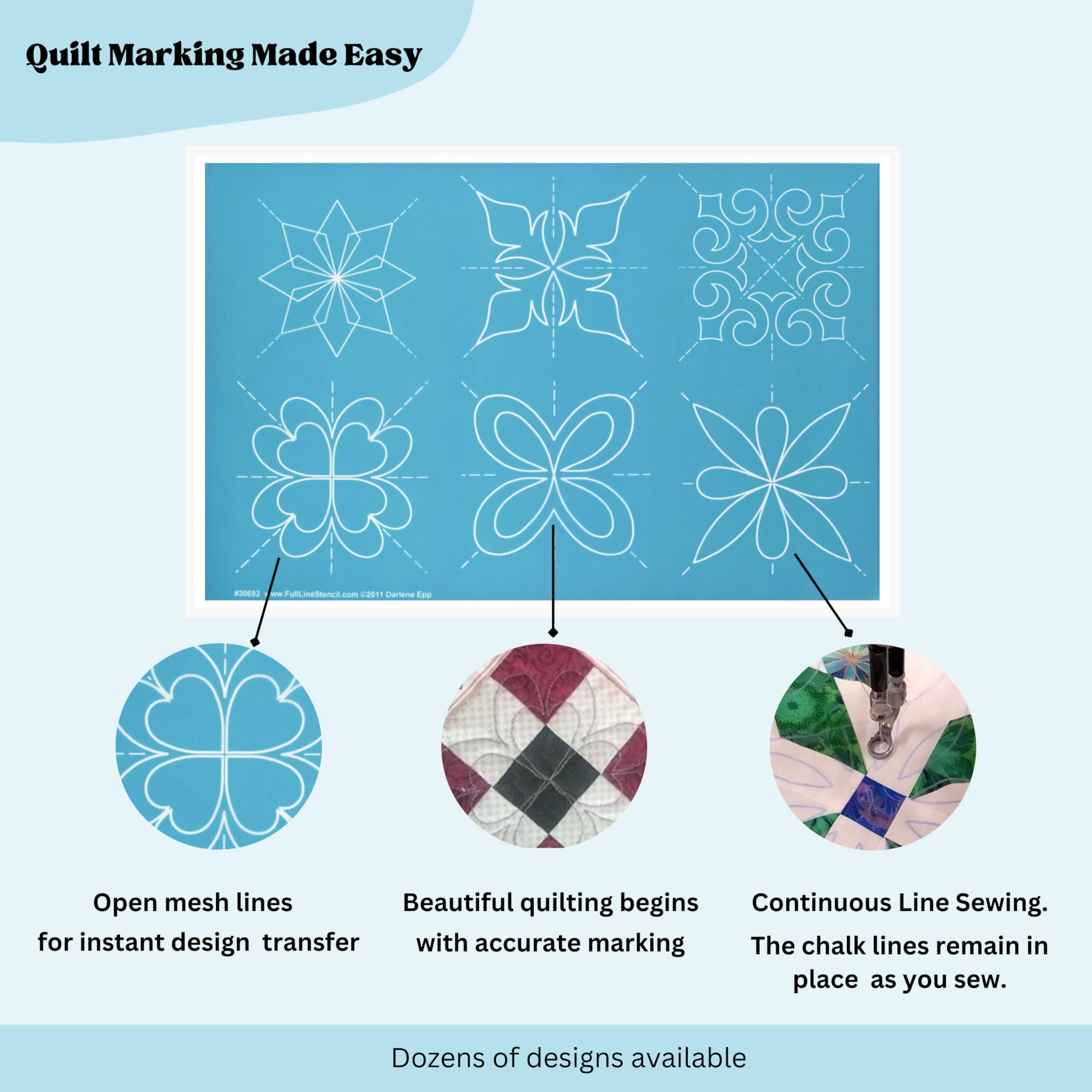 Full Line Stencil - Score of Four Motif Stencil, Continuous Line Template for Free Motion Quilting, Domestic Machine Quilting, Hand Quilting, Long-Arm Quilting (30692)