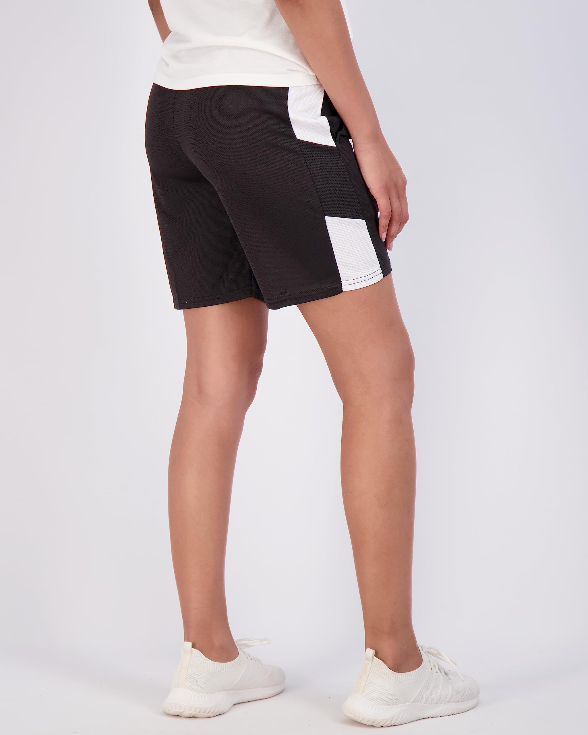 4-Pack: Womens Bermuda Active Athletic Dry Fit Womans Shorts for Women Knee Length Casual Sweat Summer Exercise High Waisted Pull on Pockets Running Sport Short Workout Gym Lounge Casual - Set 1, L