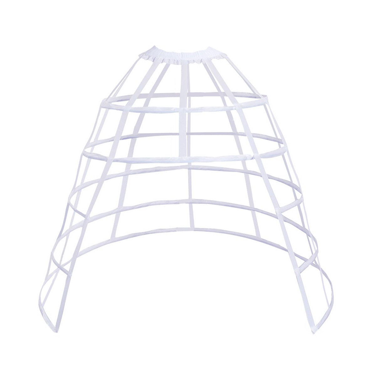 TNUEM Cage Hoop Skirt Petticoat Dress Pannier 5 Hoops Bustle Cage Crinoline (5 Hoops Opening-White)