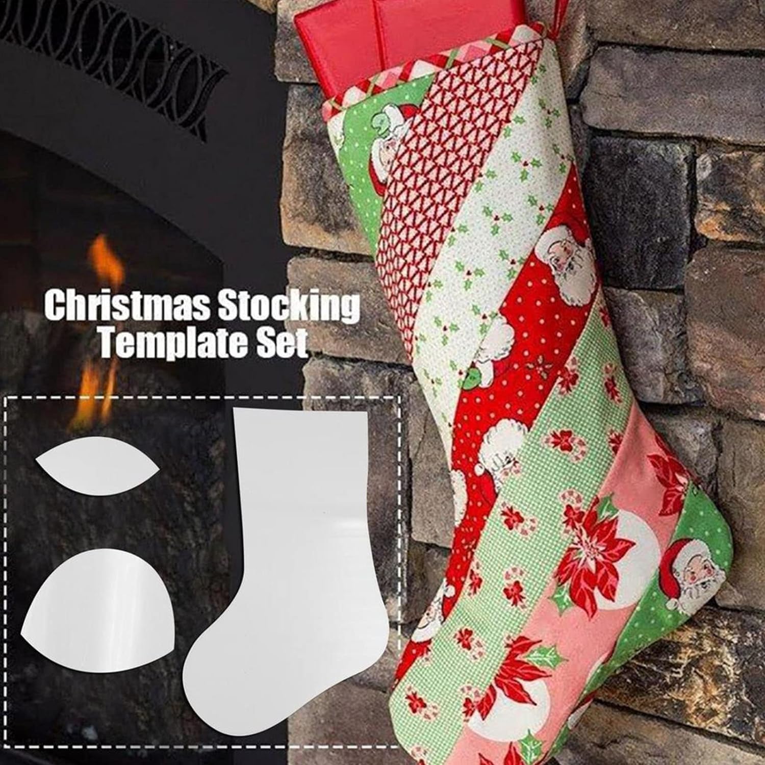 Handmade Christmas Stocking Template, 2023 New Creative DIY Christmas Eve Socks Sewing Quilting Knitting Stencil, Christmas Acrylic Sock Rulers, Home Sewing Set Tools (15 in)